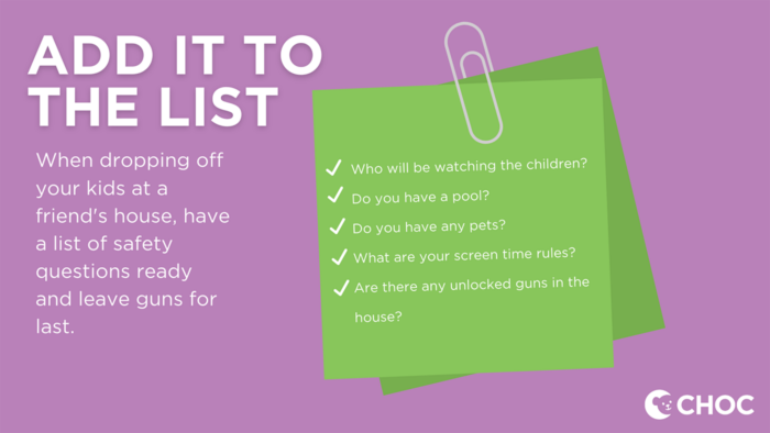 Adding gun safety to your safety checklist - CHOC - Children's Health Hub